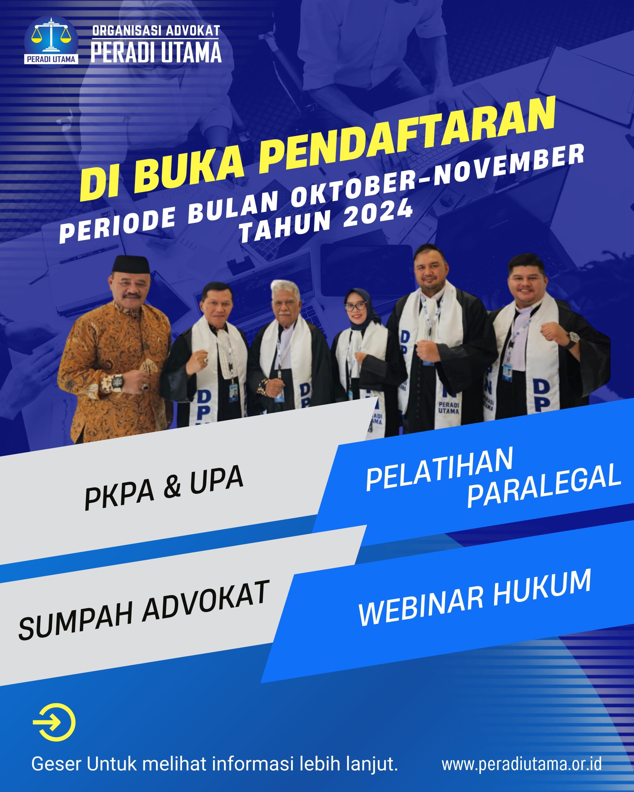 PERADI UTAMA Gelar PKPA, UPA, Pelatihan Paralegal, dan Webinar Hukum